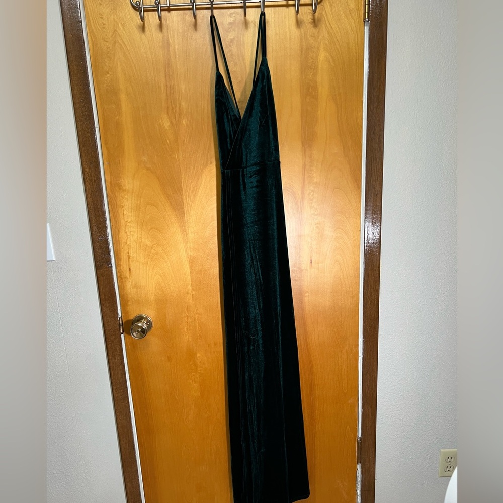 Lulus Backless Emerald Velvet Gown - Gem